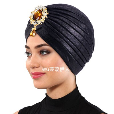 复古外贸女头巾帽印度帽合金吊坠配饰帽子民族套头帽子turban hat