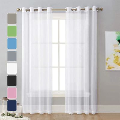 1PC Terylene solid color perforated window curtain, dust-pro