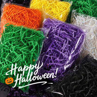 50/100g Halloween Crinkle Paper Shred Filler Orange Green Bl