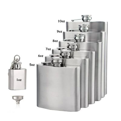 1 4 5 6 7 8 9 10 oz Stainless Steel Hip Flask with Funnel Po
