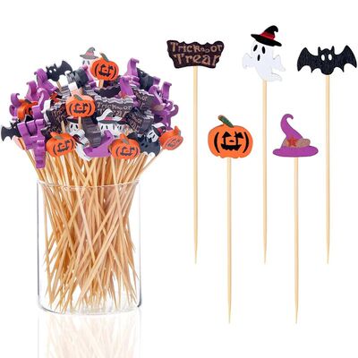 50/100Pcs Halloween Party Toothpicks Disposable Bamboo Skewe