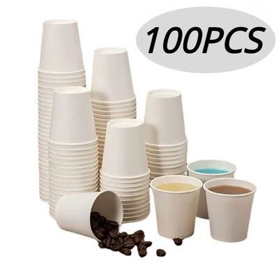 100PCS Disposable White Paper Cup Mini Tasting Cup Compresse