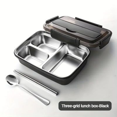 Leak-Proof Stainless Steel Lunch Box With 3/4 Compartments -