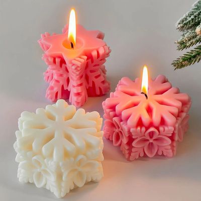 Christmas Snowflake Pillar Candle Mold DIY Aroma Candle Soap