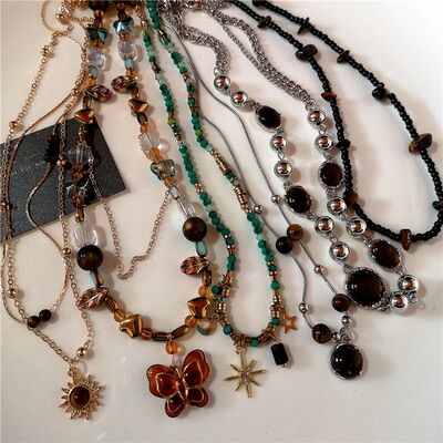Fashion Retro Beaded Butterfly MetalSun Star Opal Pendant Ch