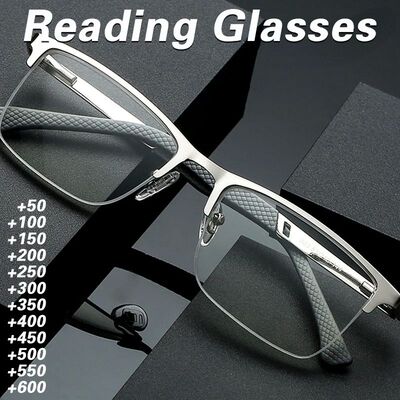 Men's Reading Glasses +0.5 To +4.0 Business Reading Lens Met