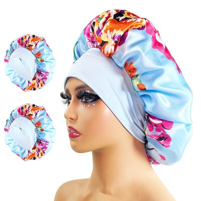 2PCS Women Satin Bonnet Cap Silky Big Bonnet for Women Flora
