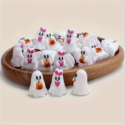 6PCS Halloween-Themed Resin-Coated Silicone Beads Set, Perfe