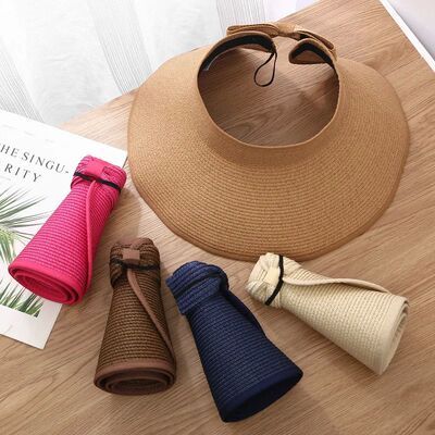 Summer Straw Hat For Women Foldable Wide Large Brim Bowknot
