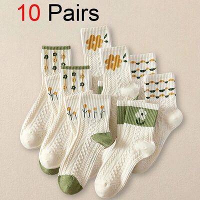 10 Pairs Women Cartoon Socks Creative Fashionable Printed So