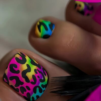 24pcs y2k Press on Toenails Sweet Cool Leopard Print Summer