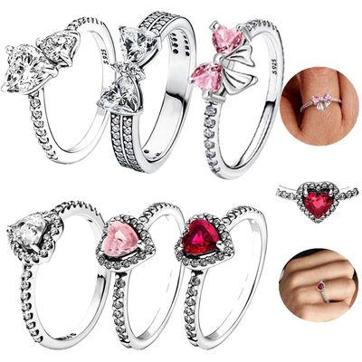Original 925 Sterling Silver Rings For Women Crown Love Hear