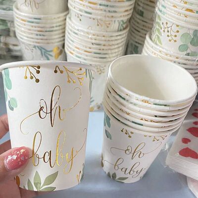 8Guests Gold Letter Oh Baby Disposable Tableware Jungle Leav