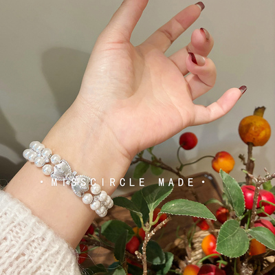 瑟可原创温柔公主蝴蝶结双层珍珠手链手镯女轻奢小众精致2025新款