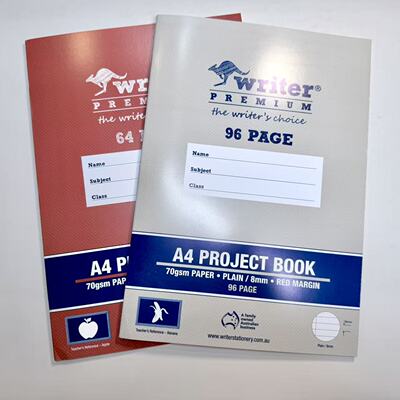 原装进口64页96页澳洲品牌Writer骑马钉A4正面红蓝线背面空白70克