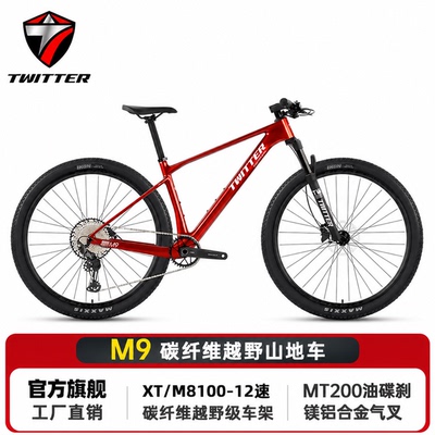 骓特M9碳纤维油刹电变山地车