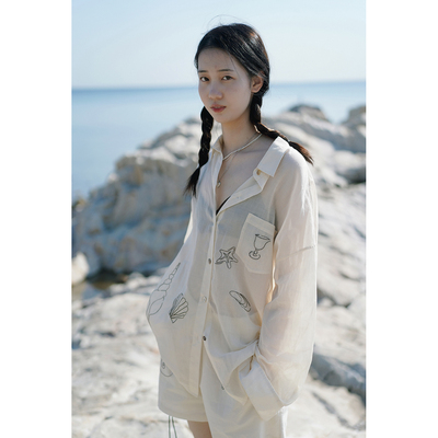 AULDCAT海风刺绣纯棉防晒罩衫