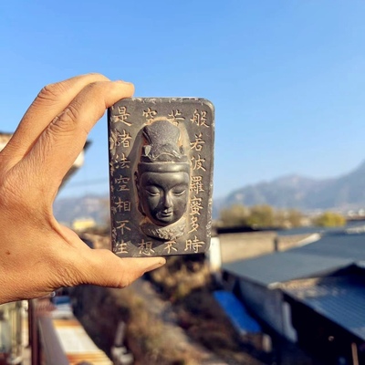 北齐菩萨头像砖雕冰箱贴立体艺术文创佛头小摆件国风家具装饰品