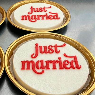 新婚庆贺精致 Just Married 米糕印花镂空撒粉模具可定制食品级