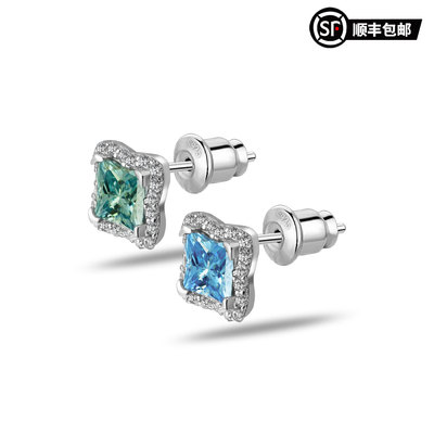 WIC S925银莫桑钻限量北极星baby blue美国莫桑钻四叶草耳钉