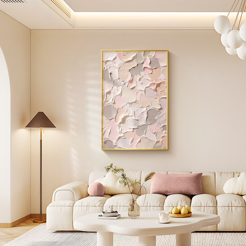 奶油风客厅装饰画ins风立体砂岩治愈系壁画沙发背景墙肌理感挂画