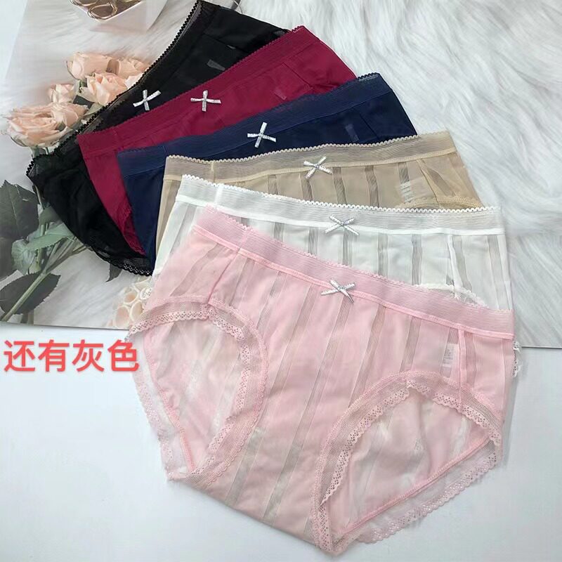 夏薄透气内裤女蕾丝中腰收腹裤女提臀美体裤舒适透气美女款式