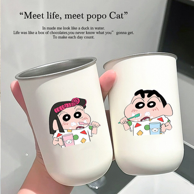蜡笔小新漱口杯不锈钢洗漱杯学生宿舍牙刷杯子情侣刷牙杯一对牙缸