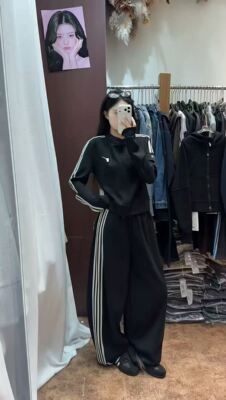 美式穿搭减龄高级感休闲运动套装2026秋卫衣开衫阔腿裤两件套女潮