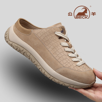 BECK公羊男鞋2026春夏新款男士休闲复古百搭一脚蹬外穿老钱风鞋子