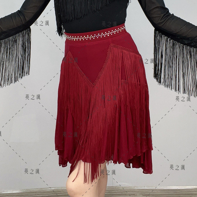 5009新英之飒广场舞半身短裙流苏烫钻吉特巴水兵交谊吉特巴舞蹈裙