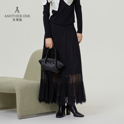 安那迪A摆网纱半身裙气质伞裙