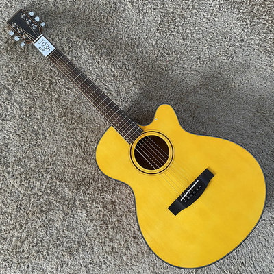 40寸云杉桃花芯木合板民谣木吉他缺角 复古原木库存微瑕 初学