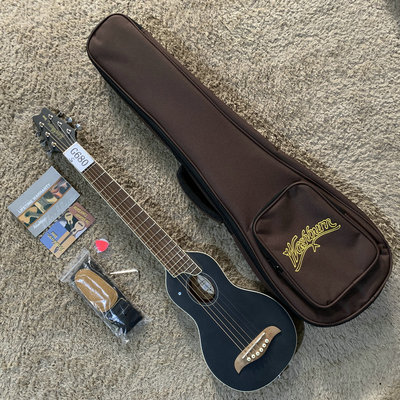黑色Washburn 勇士34英寸云杉民谣木吉他面单板旅行琴带包微瑕疵