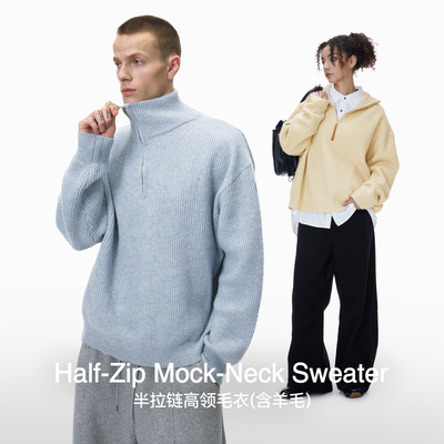 inflation 拉链高领毛衣25冬季新品复古街头老钱风松弛慵懒上衣