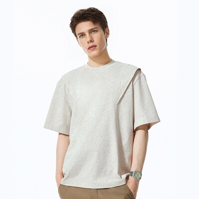 inflation260G重磅潮牌解构拼接短袖T恤25春夏新品凉感百搭打底