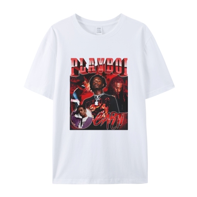 歌手Playboi Carti亚特兰大嘻哈T恤短袖男女纯棉宽松印花上衣