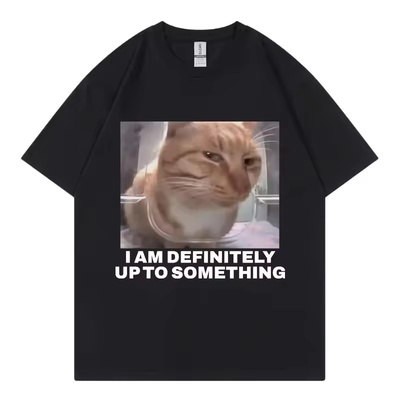 新鲜哥橘猫搞怪印花 T 恤 I AM DEFINITELY UP TO SOMETHING 短袖