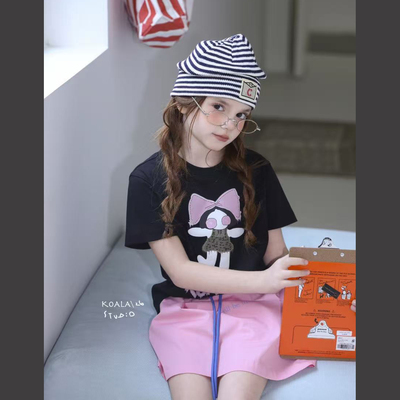 潮牌koala！亲子潮牌~女童中大童超好看的短袖T恤和粉色短裙裤