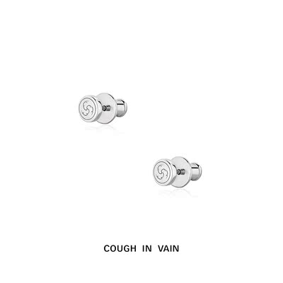 COUGH IN VAIN 圆形图腾刻印925银小耳钉简约