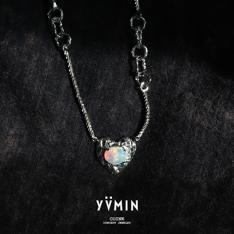 YVMIN尤目甜食系列欧泊爱心形糖纸项链 925纯银原创设计锁骨链_虎窝淘