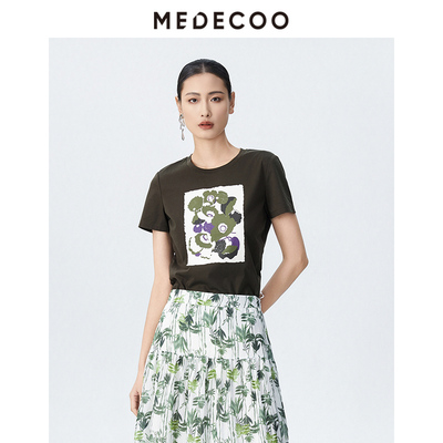 MEDECOO/墨蒂珂2026夏新款女装印花减龄休闲短袖上衣T恤MJX62306