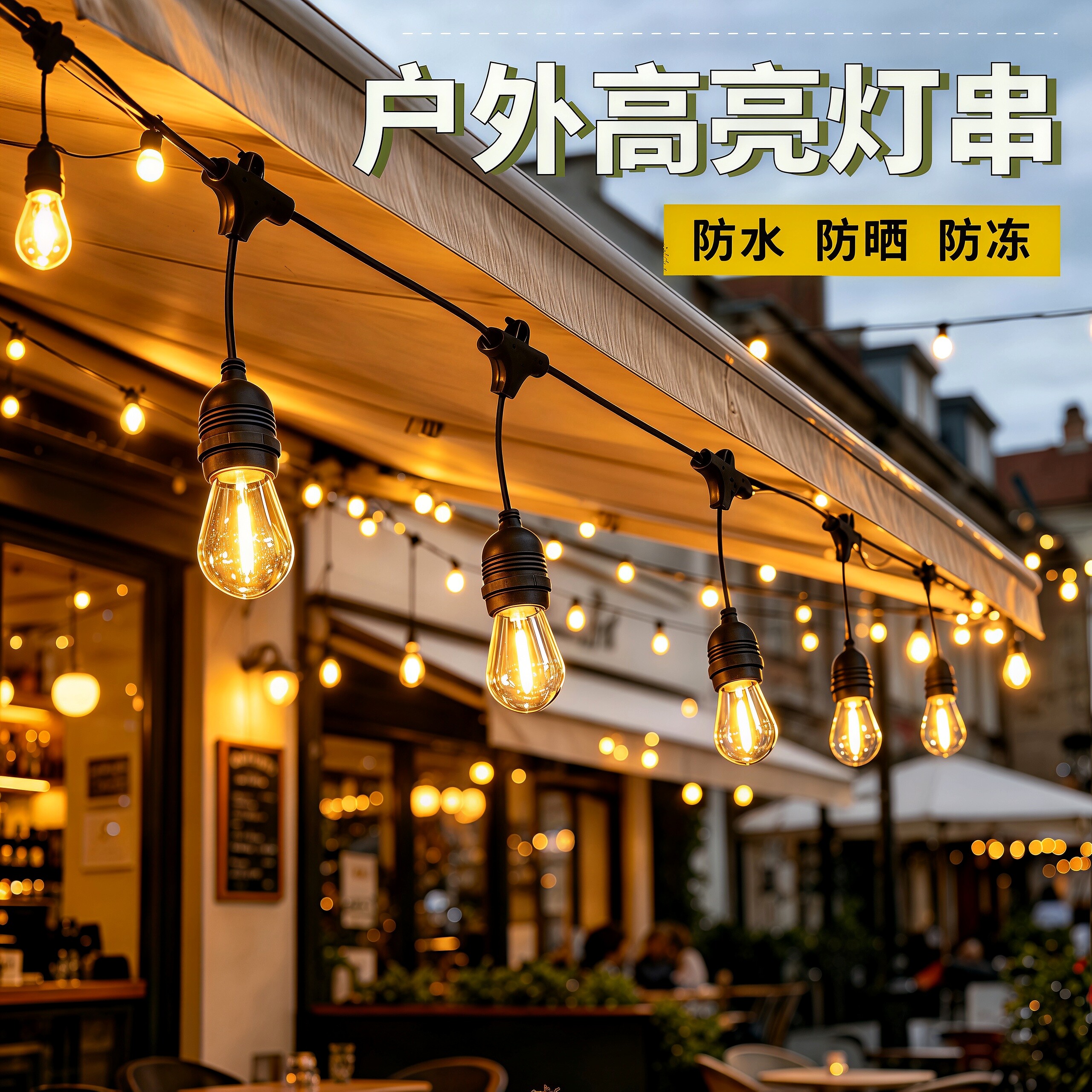户外防水高亮灯串灯泡太阳能彩灯庭院装饰灯露营氛围灯串挂灯吊灯