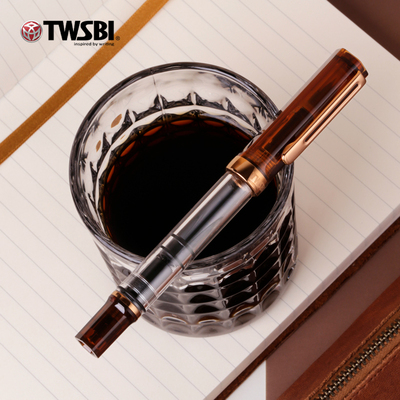 官方旗舰店twsbi三文堂新品ECO焦糖古铜钢笔商务书写练字书法笔咖啡色系透明沙棕大容量活塞上墨高颜值送礼