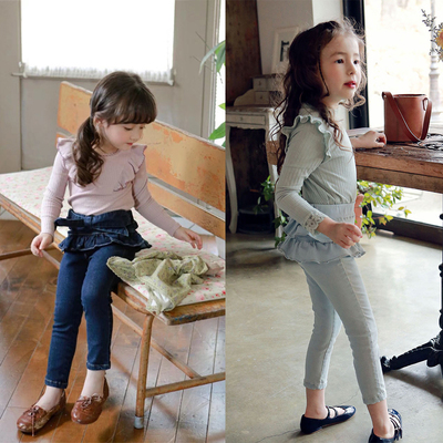 4折 现货小众潮牌 Puella flo 儿童女童蝴蝶结牛仔裤长裤小脚裤