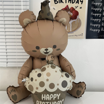 韩系棕色可爱小熊铝膜气球