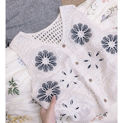 【盘花】潮流！后背镂空V领无袖背心马甲【衣长53胸围100】NQ-035