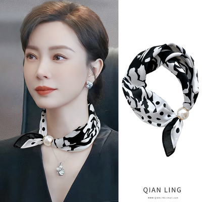 磁吸扣长条丝巾女围巾春夏薄款