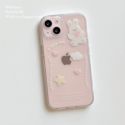 ins风爱心兔子手机壳可爱