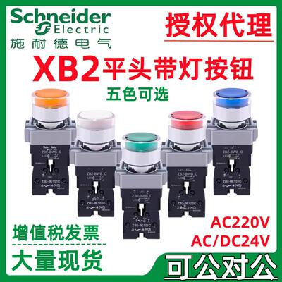 施耐带灯平头XB2BW34B1CZB2BWB41C常开=24V.按钮ZB2BW34C德红色