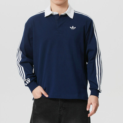 阿迪达斯三叶草男装2026春季新款运动服休闲POLO衫长袖T恤KE3574